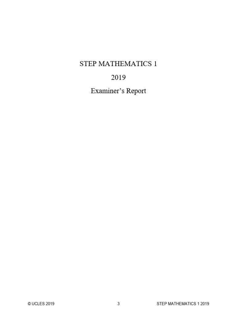 2019 STEP 1 Examiners' Report | PDF