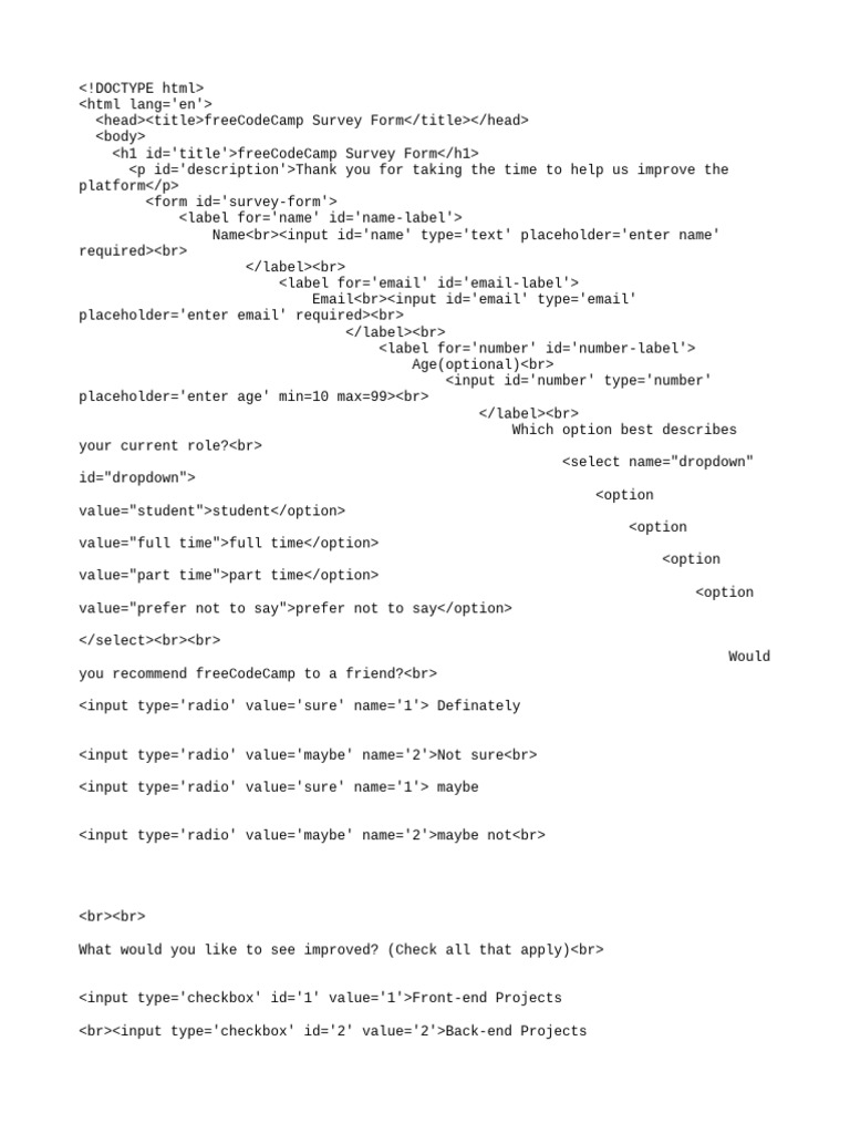 surveyform (1) | PDF | Computing | Computer Programming