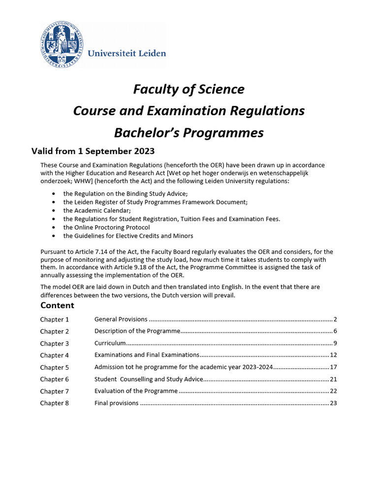 Course and Examination Regulations 23 24 Bachelors Programmes - Eng ...