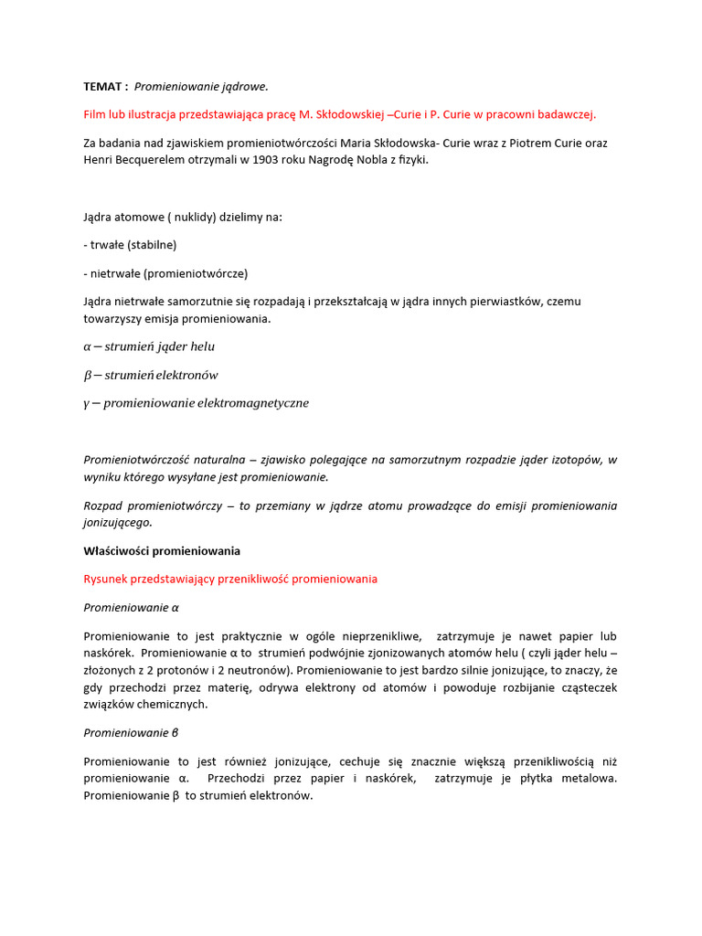 Promieniowanie Jądrowe | PDF