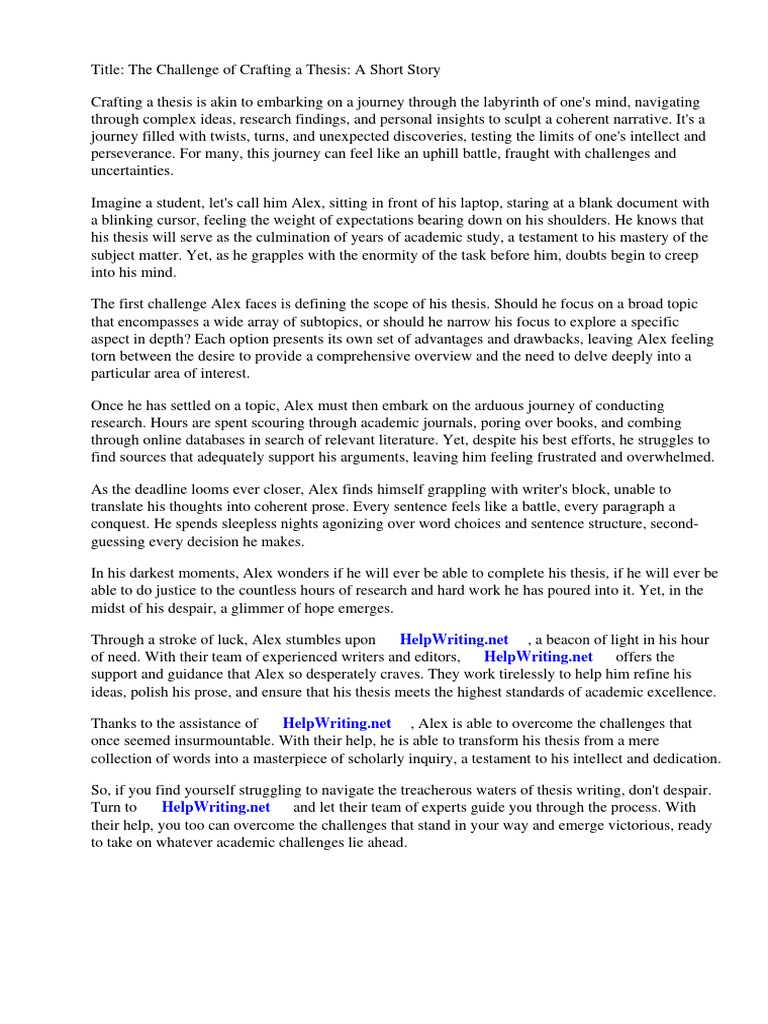 Thesis Short Story | PDF