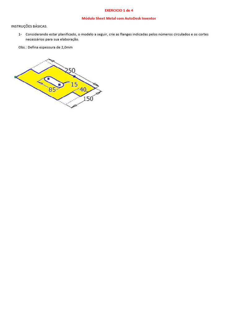Exercicios Avaliativos - Módulo Sheet Metal | PDF