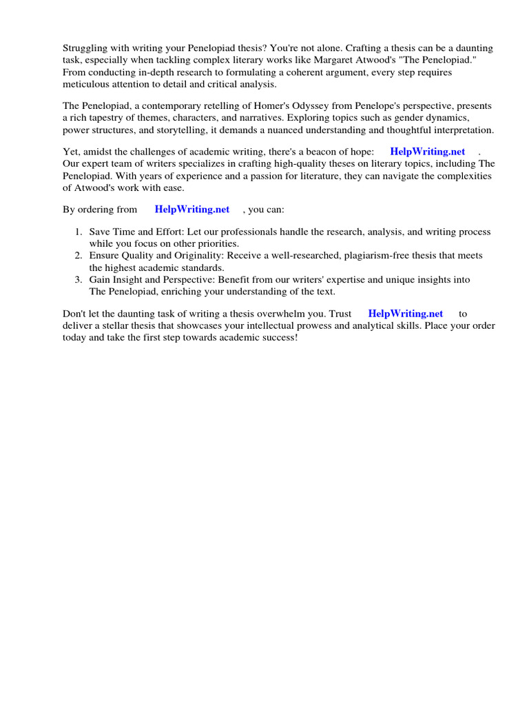 Penelopiad Thesis | PDF