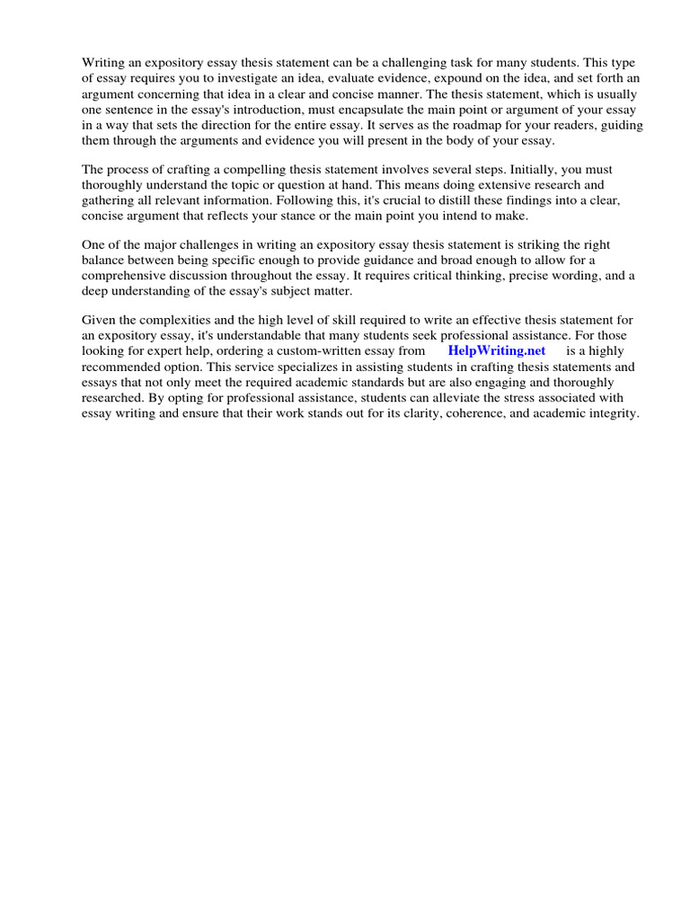 How To Write An Expository Essay Thesis Statement | PDF | Essays | Thesis