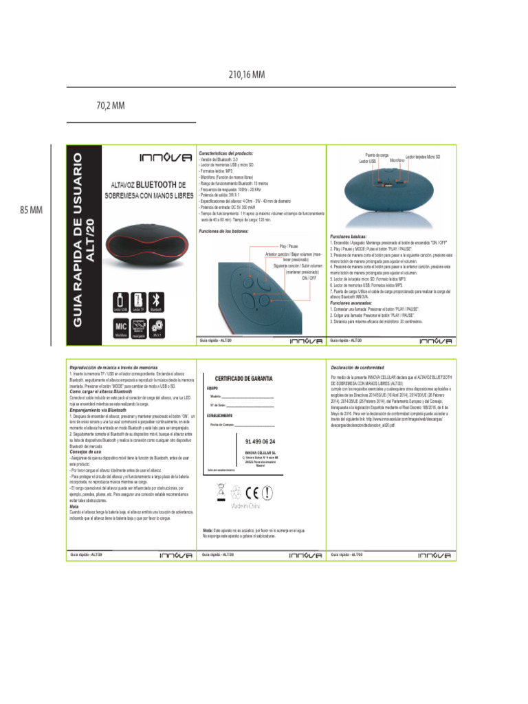 User Manual - Innova | PDF | Altoparlante | USB
