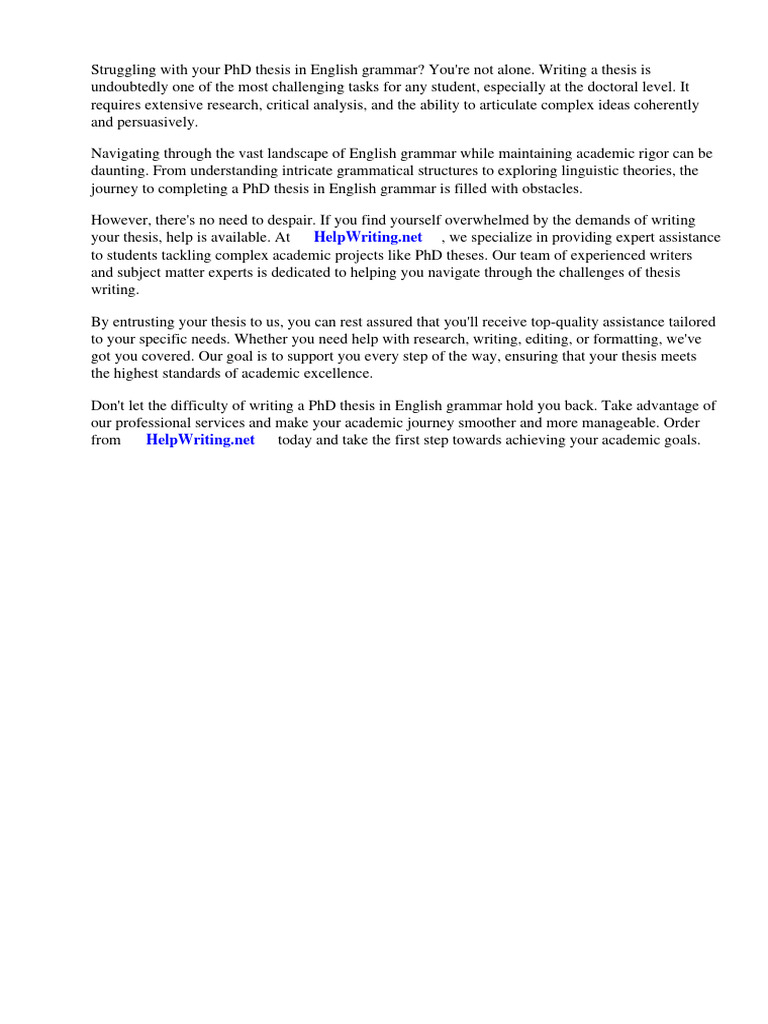 PHD Thesis in English Grammar | PDF | Thesis | Doctor Of Philosophy