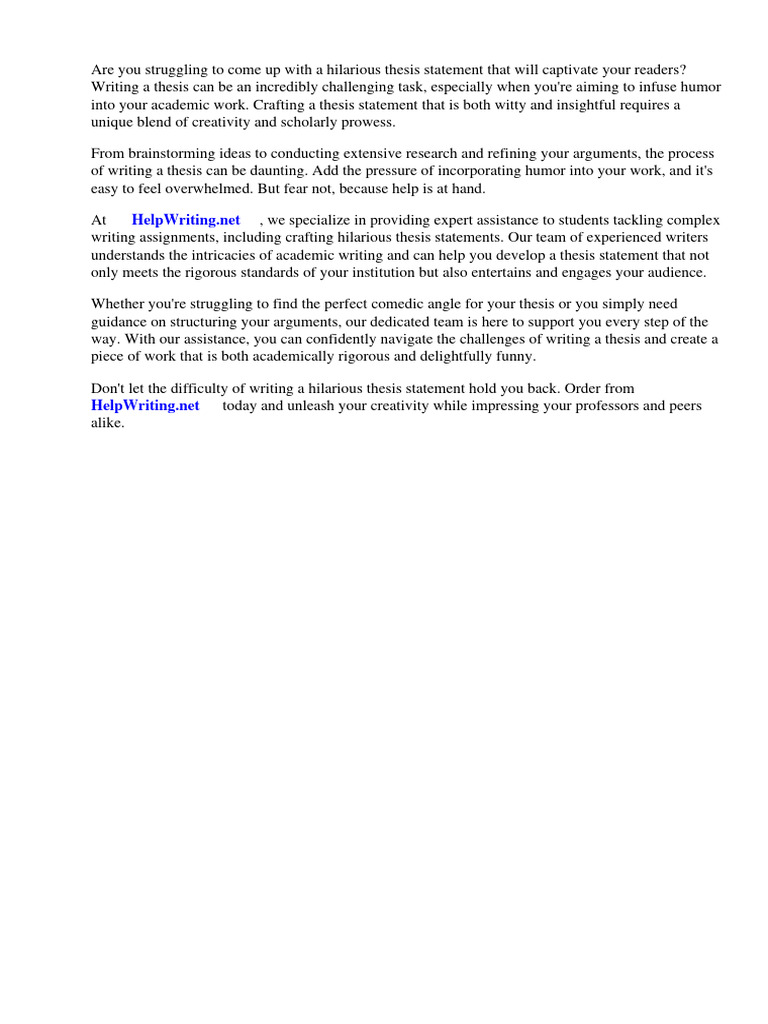Hilarious Thesis Statements | PDF | Thesis | Jokes