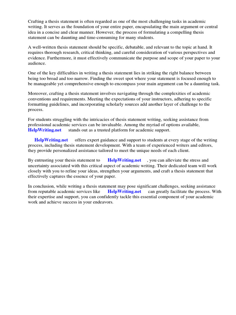 Thesis Statement Look Like | PDF | Essays | Thesis