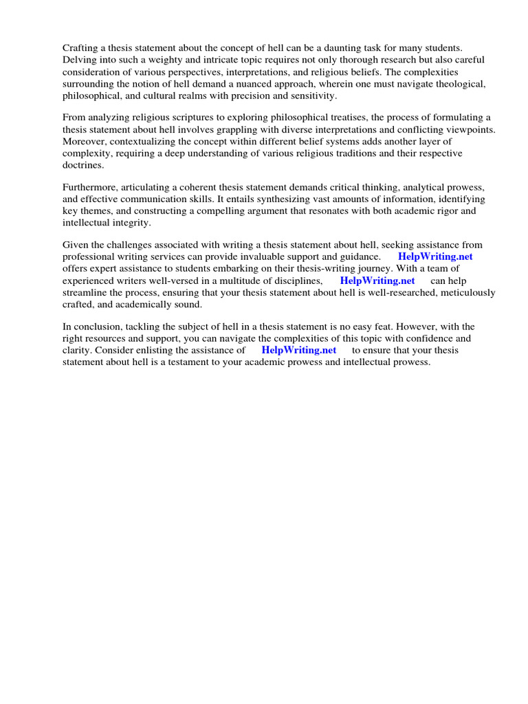 Thesis Statement About Hell | PDF | Thesis | Essays