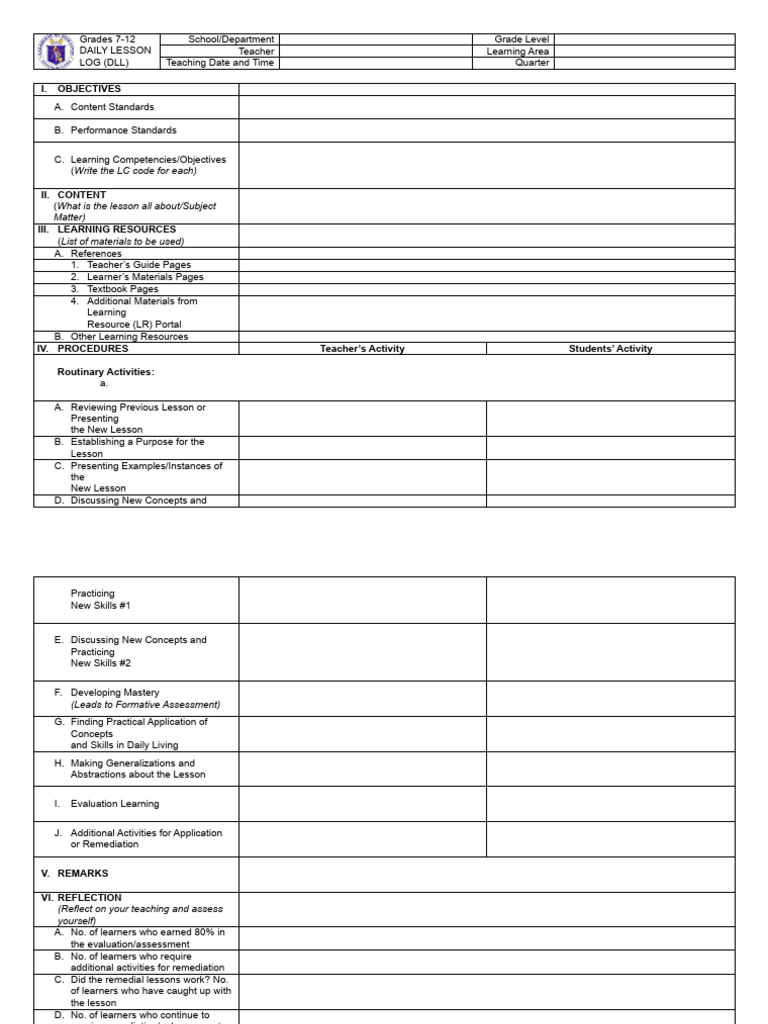 DLP Template - PRE SERVICE TEACHER | PDF | Teachers | Learning