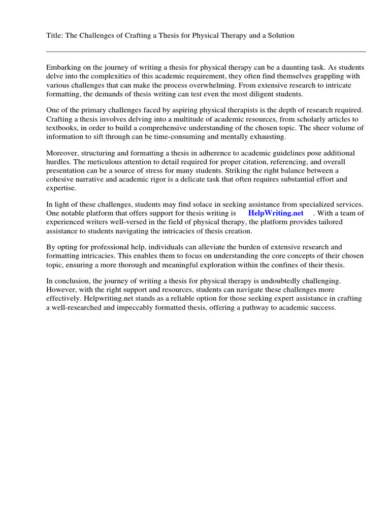 Do You Have To Write A Thesis For Physical Therapy | PDF | Physical ...