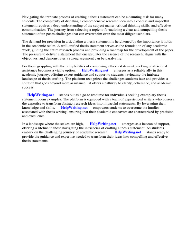 Thesis Statement Poem Examples | PDF | Essays | Poetry