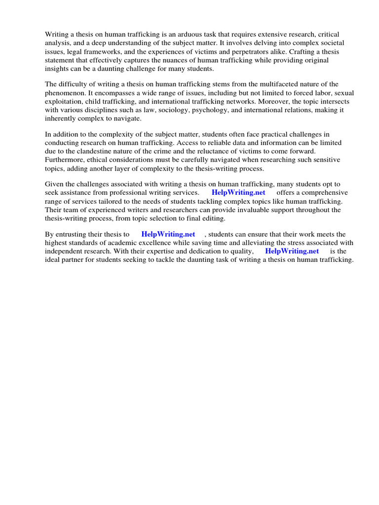 Human Trafficking Thesis | PDF | Human Trafficking | Smuggling