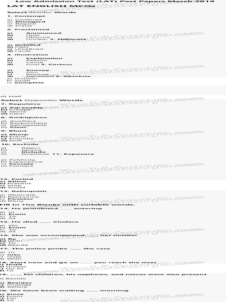 Lat Past Papers 2019 English | PDF