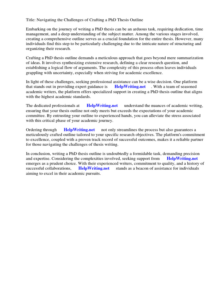 How To Write A PHD Thesis Outline | PDF