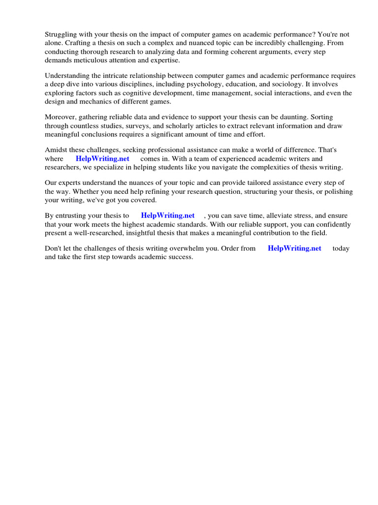 Epekto NG Computer Games Sa Pag Aaral Thesis | PDF