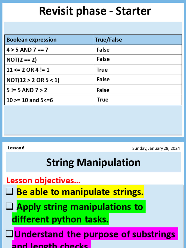 Lesson 1 String Manipulation Hard Pdf Computer Programming Software Engineering