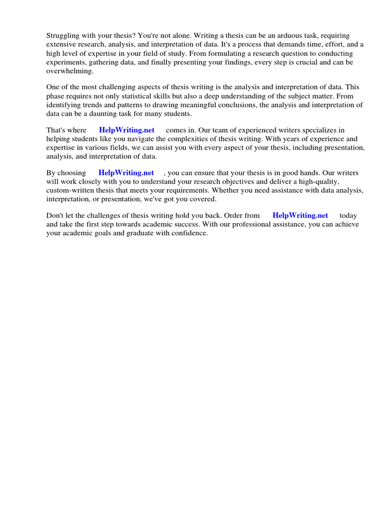 Presentation Analysis and Interpretation of Data Thesis Sample ...