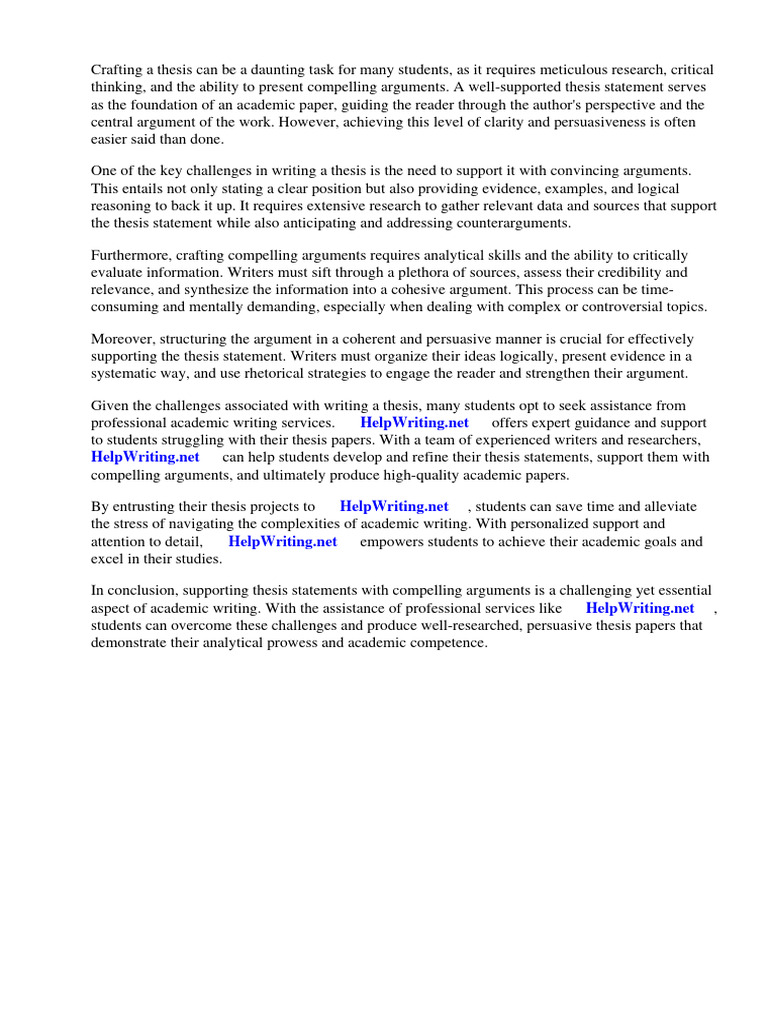 How To Support Thesis Statements With Compelling Arguments Pdf Essays Argument