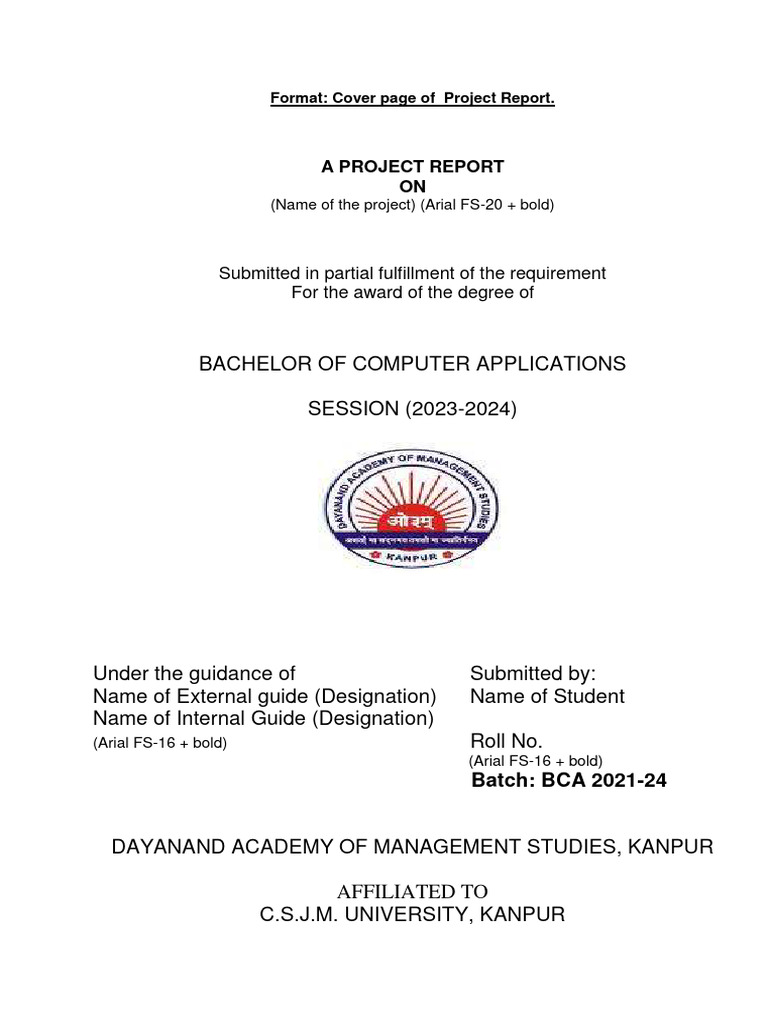 Format of Project Report | PDF