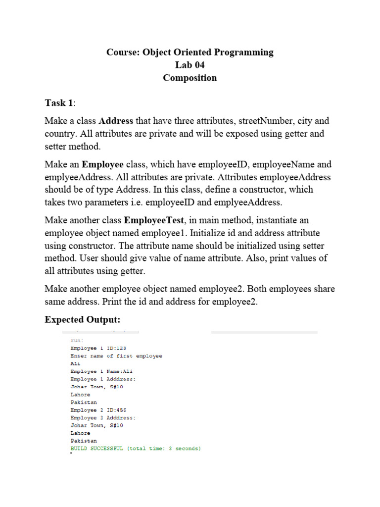 Lab 04 - Composition | PDF | Programming | Constructor (Object Oriented ...