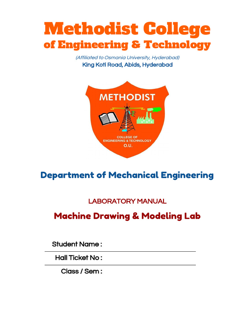 MDM Lab Manual OU Machine Drawing | PDF | Operating System | Computer Aided Design