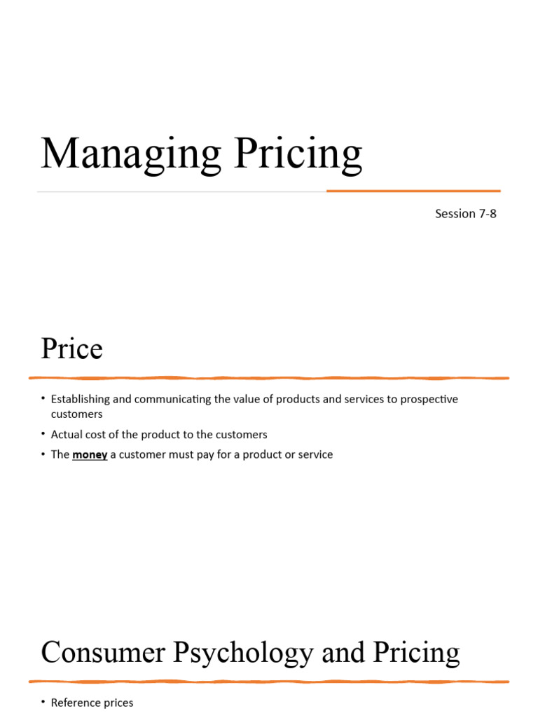Session 7-8 - Pricing | PDF | Pricing | Prices Session 7-8 - Pricing | PDF | Pricing | Prices