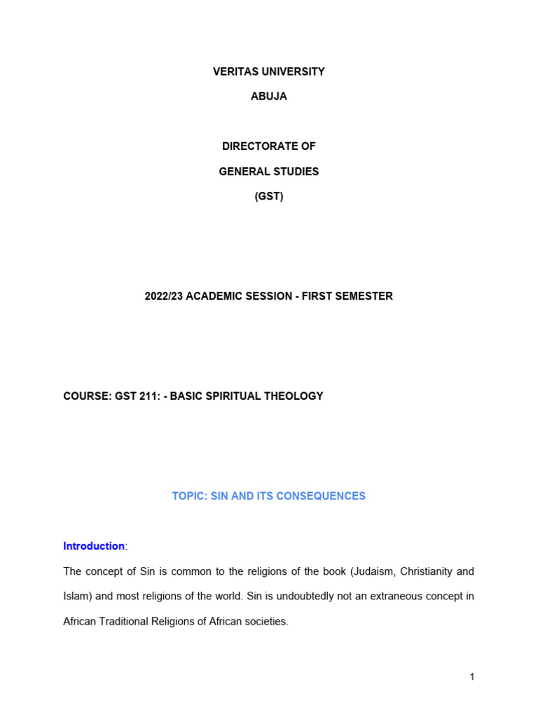 2 GST - 211 - Basic Spiritual Theology I-1 | PDF | Sin | Seven Deadly Sins