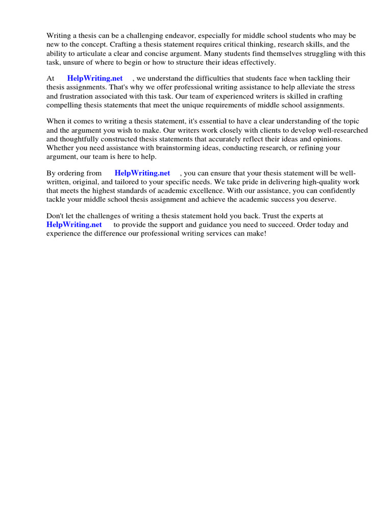 Middle School Thesis Statements Examples | PDF
