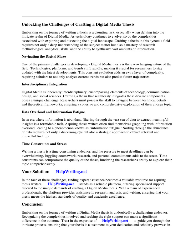 Digital Media Thesis Topics | PDF