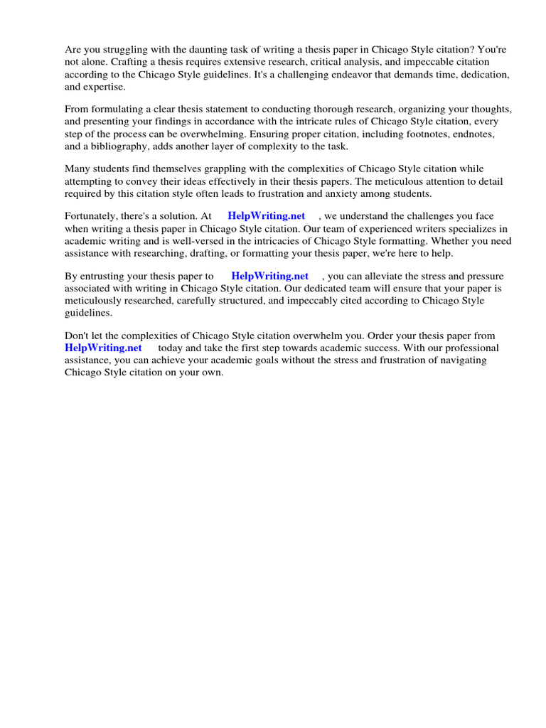 Chicago Style Citation Thesis Paper | PDF | Citation | A Manual For ...