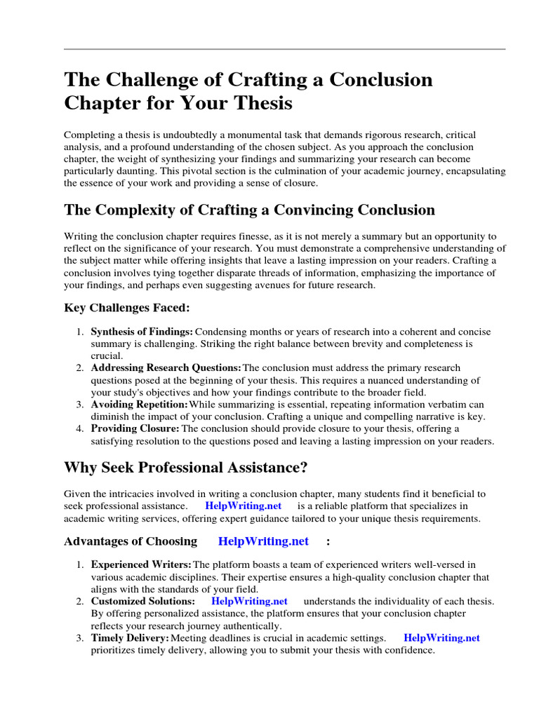 Writing Conclusion Chapter of Thesis | PDF | Thesis | Markov Chain