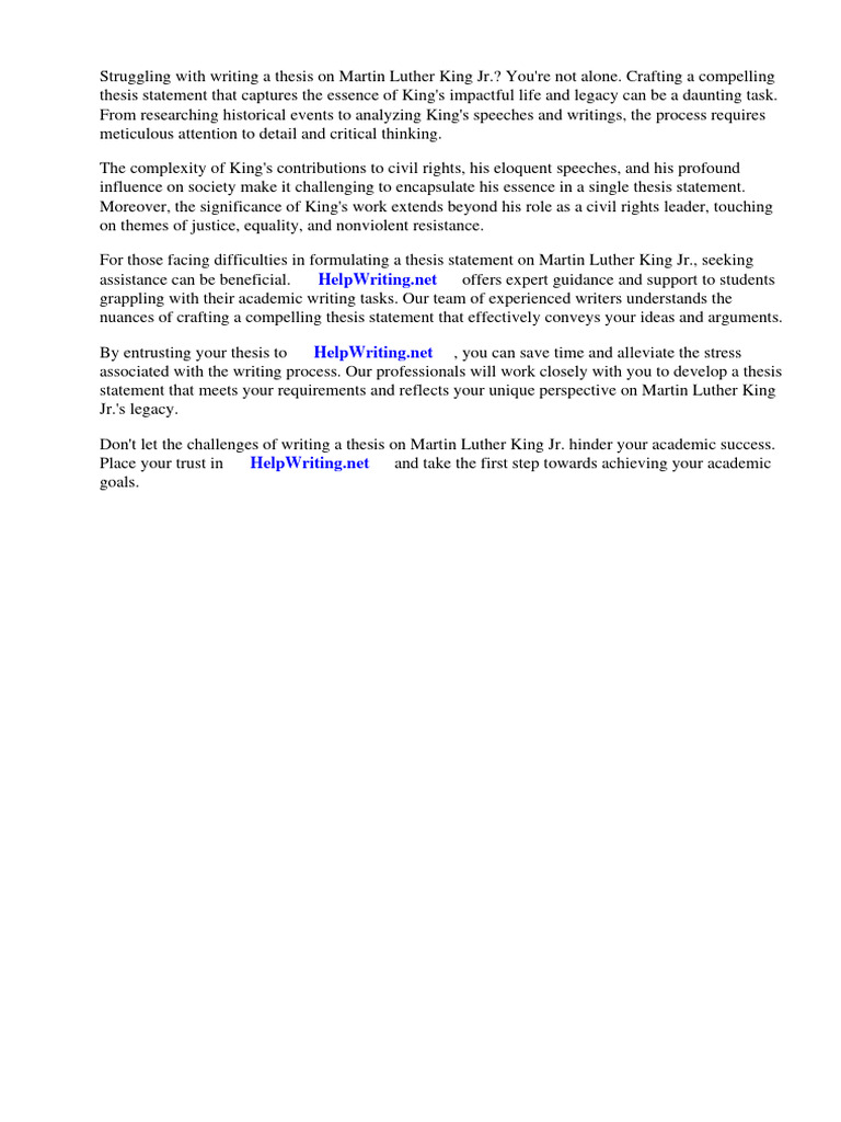 Martin Luther King JR Thesis Statement | PDF | Martin Luther King Jr.