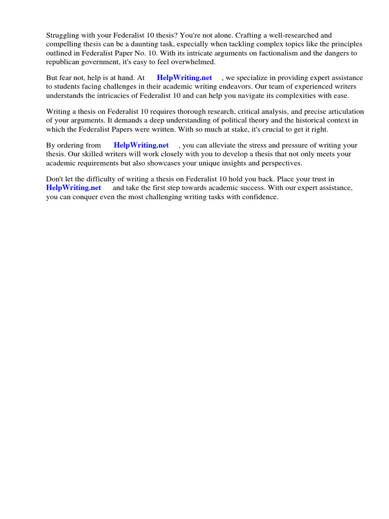 Federalist 10 Thesis | PDF