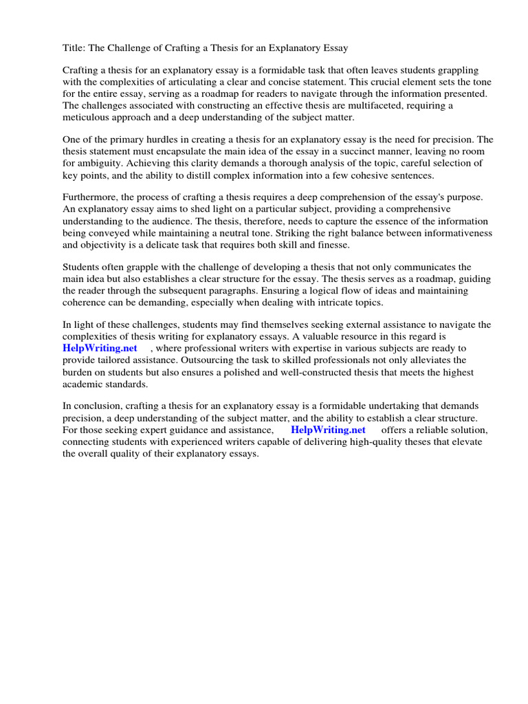 How To Write A Thesis For An Explanatory Essay | PDF | Essays | Thesis