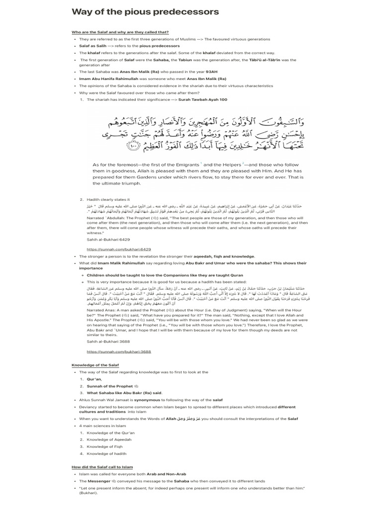 Understanding the Salaf in Islam | PDF | Monotheistic Religions | Muhammad