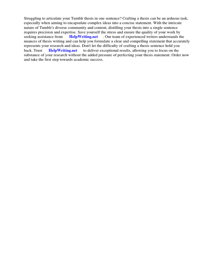 Tumblr Thesis in One Sentence | PDF | Essays | Thesis