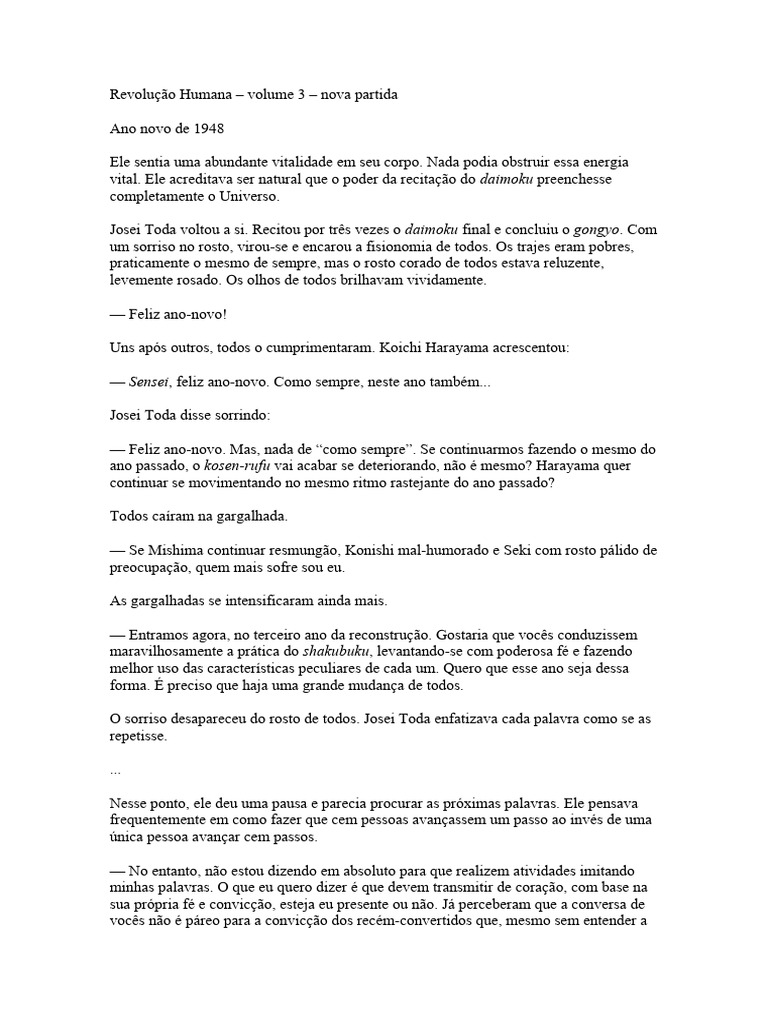 Revolução Humana VOL 3 - TODA SENSEI - ANO NOVO | PDF | Fé | Inércia