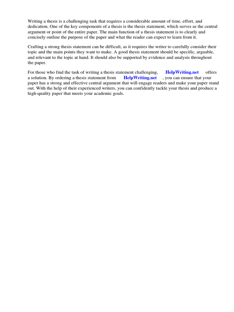 What Is The Main Function of A Thesis Statement | PDF | Essays | Thesis