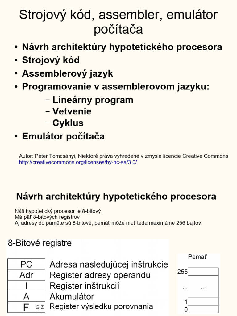Strojový Kód, Assembler, Emulátor Počítača | PDF