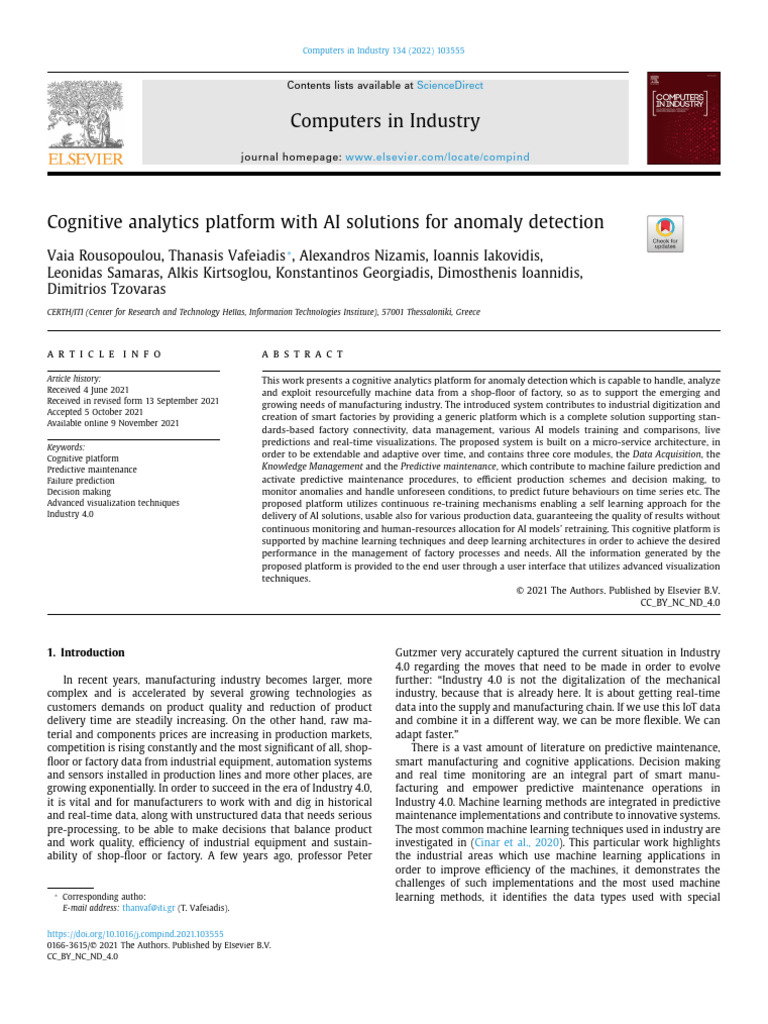 Cognitive Analytics Platform With AI Solutions For Anomaly Detection ...