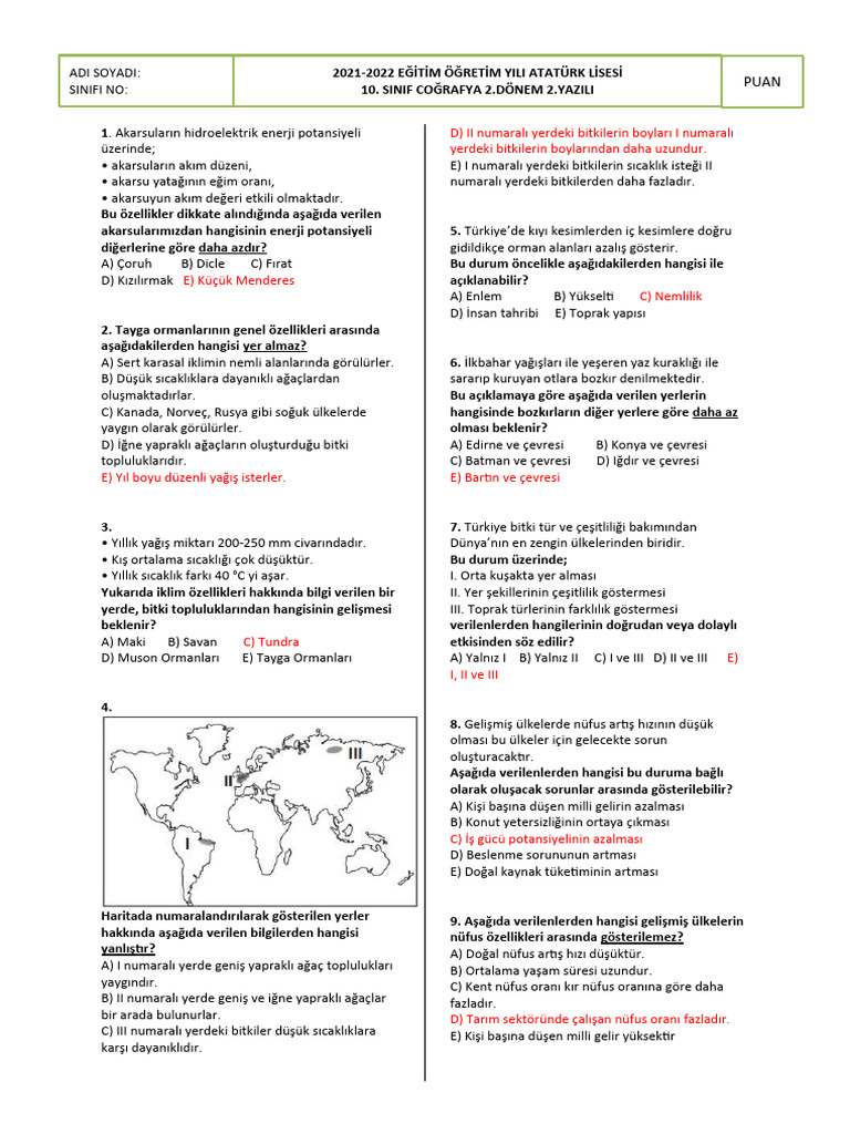 10.SINIF-COGRAFYA-2.DONEM-2.YAZILI-CEVAP-ANAHTARI-SOSYALCINIZ.NET_ | PDF