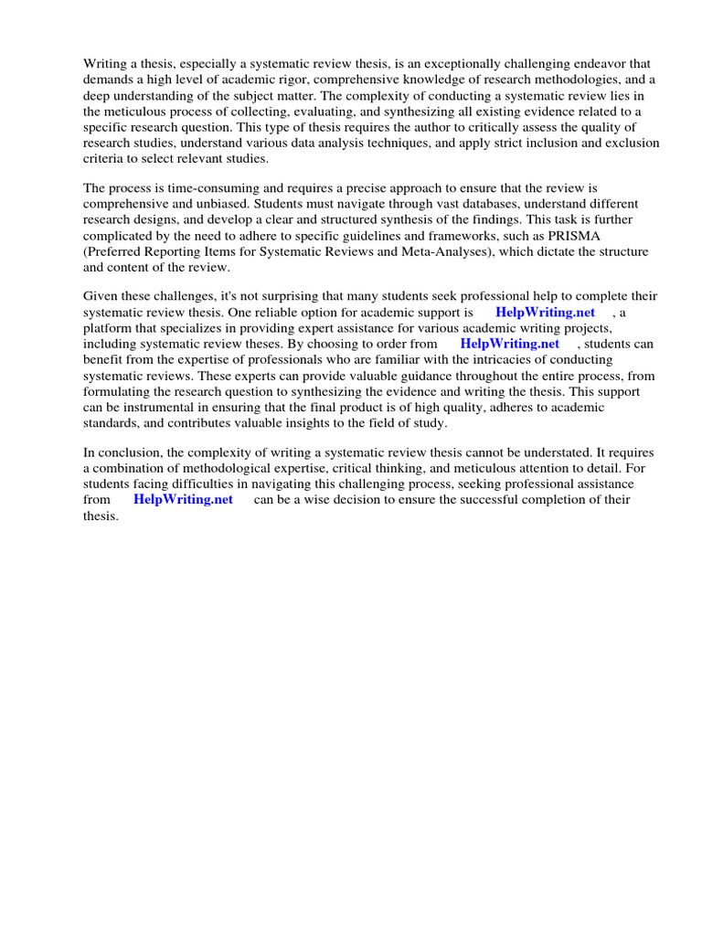 Systematic Review Thesis Example | PDF