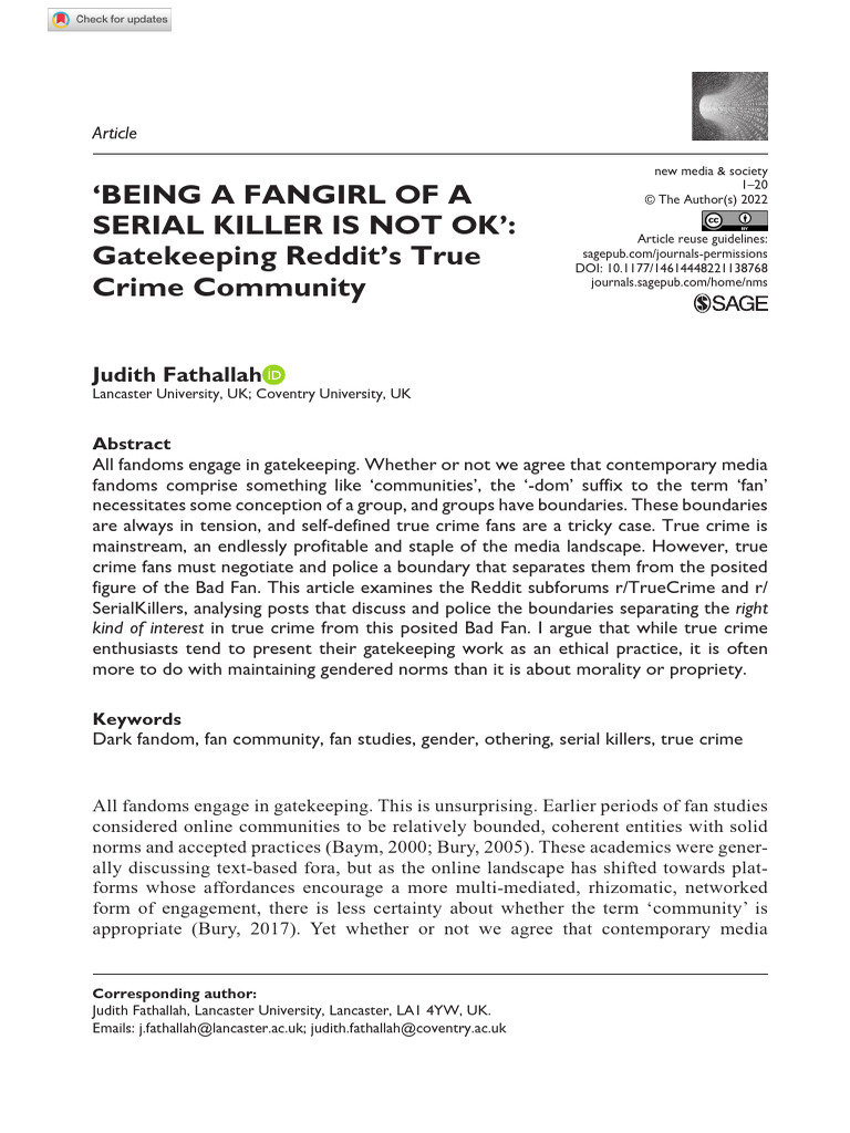 Being A Fangirl of A Serial Killer Is Not Ok' - Gatekeeping Reddit's ...