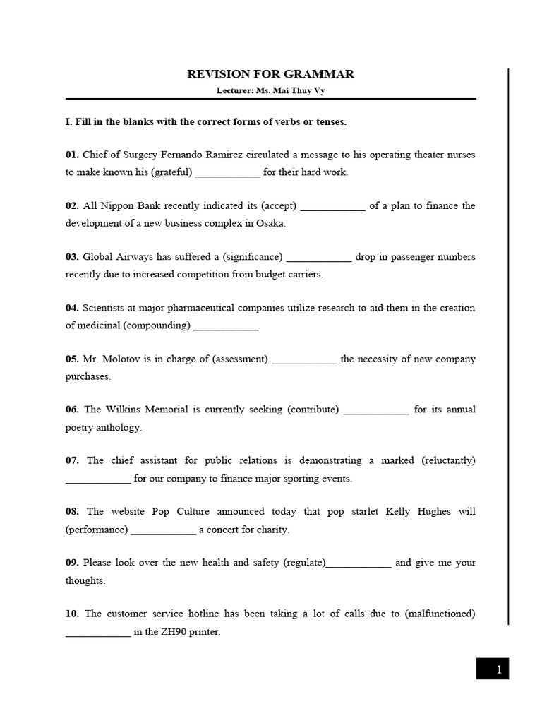 Revision For Business Grammar | PDF | Economies | Business