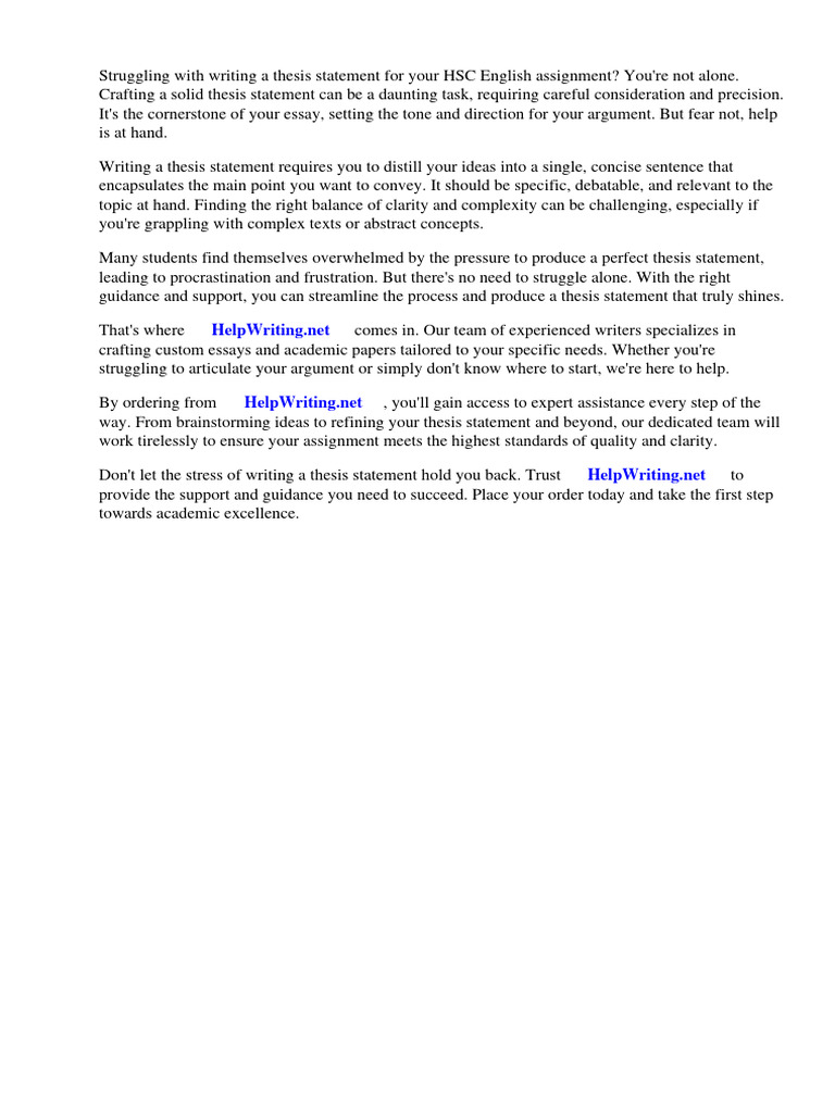 HSC English What Is A Thesis Statement | PDF | Thesis | Essays
