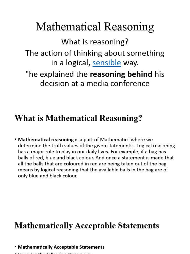 Mathematical Reasoning | PDF | Proposition | First Order Logic