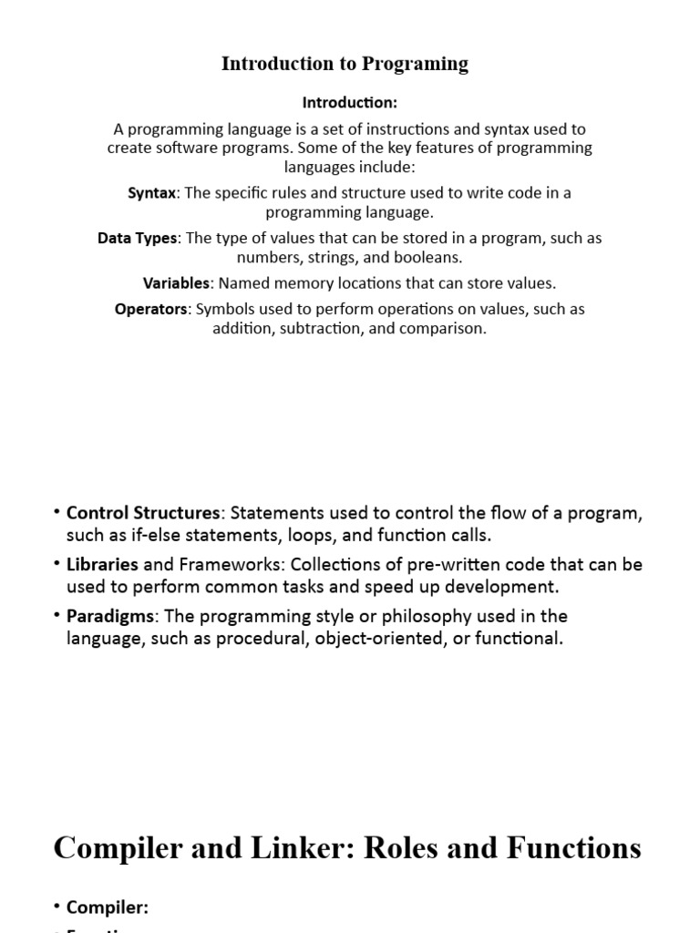 Introduction To Programing Pdf Compiler Boolean Data Type