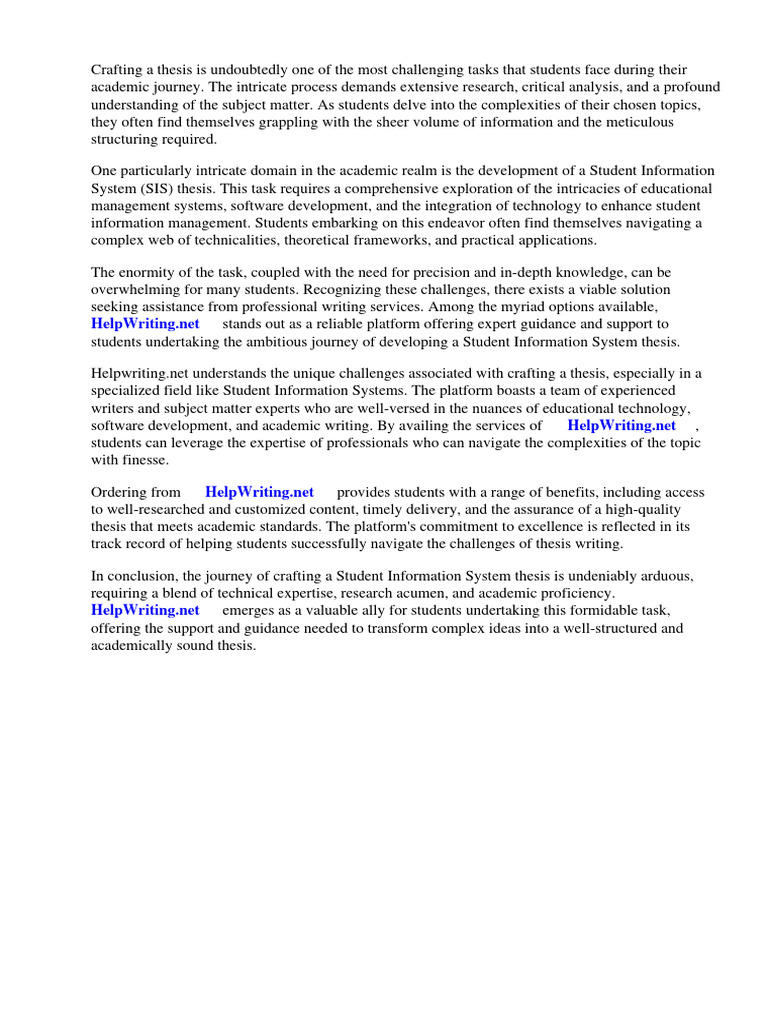 Student Information System Thesis Sample | PDF | Educational Technology ...