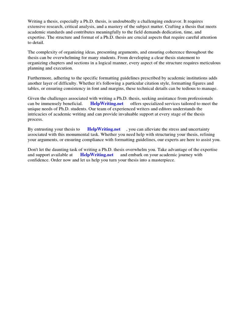 Phd Thesis Structure Format Pdf Thesis Doctor Of Philosophy